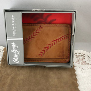 Rawlings | Bags | Baseball Stitch Front Pocket Wallet Brown And Red ...
